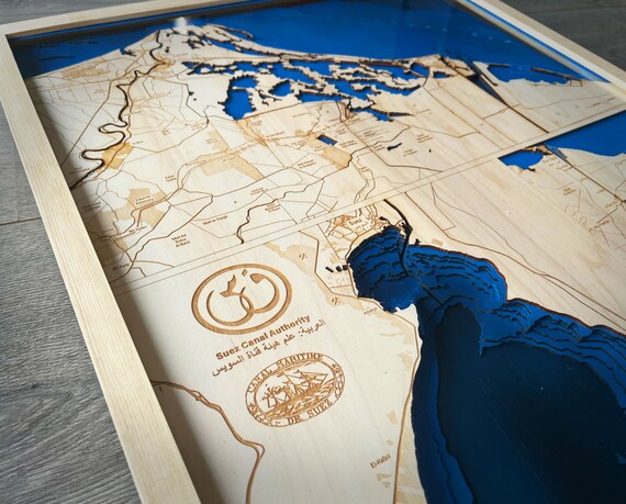 Suez Canal Map 16x 32 3D Bathymetry-topographic / - Etsy