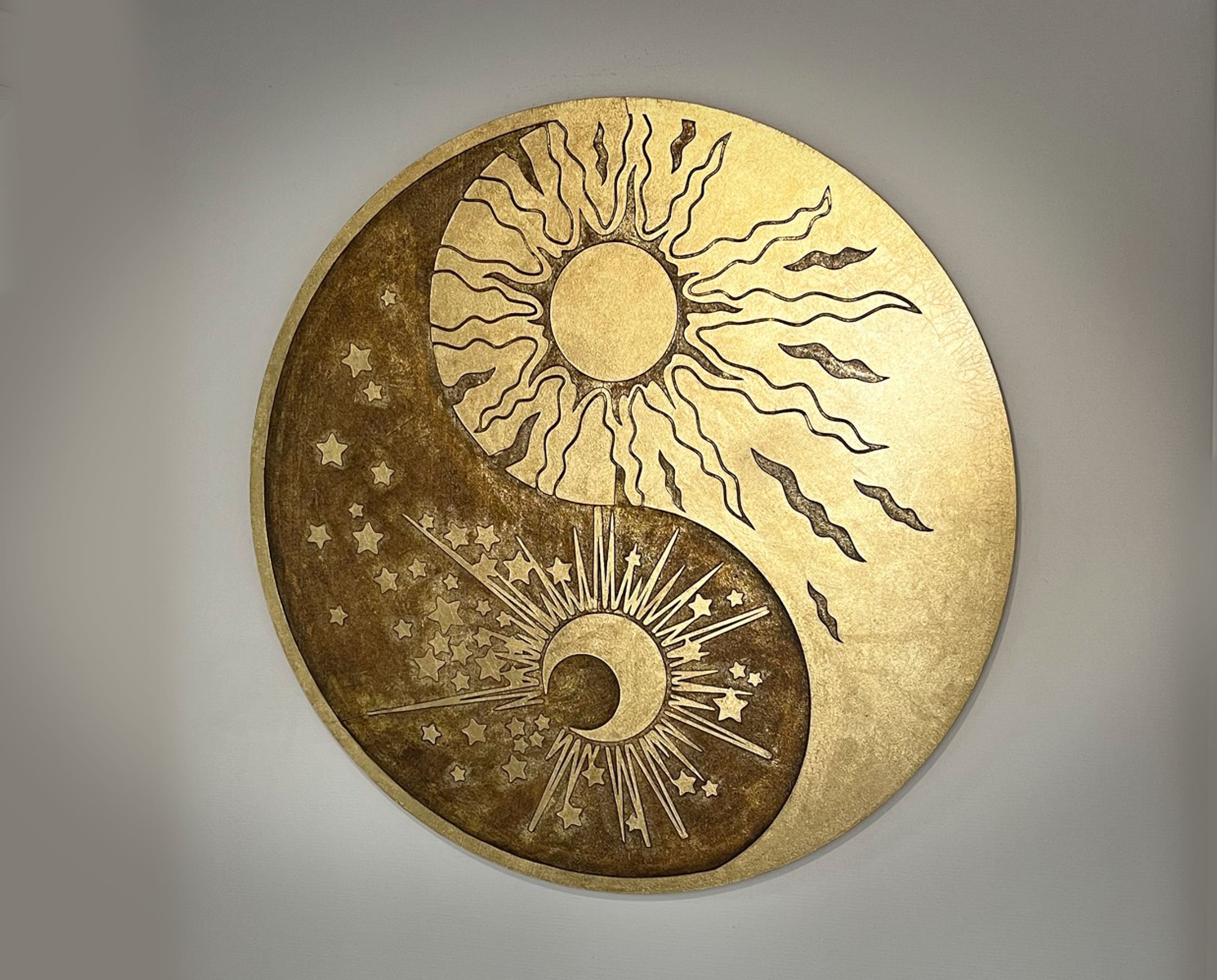 Real Gold Yin Yang Wall Decor | Laser Engraved Wood, 20" - Etsy