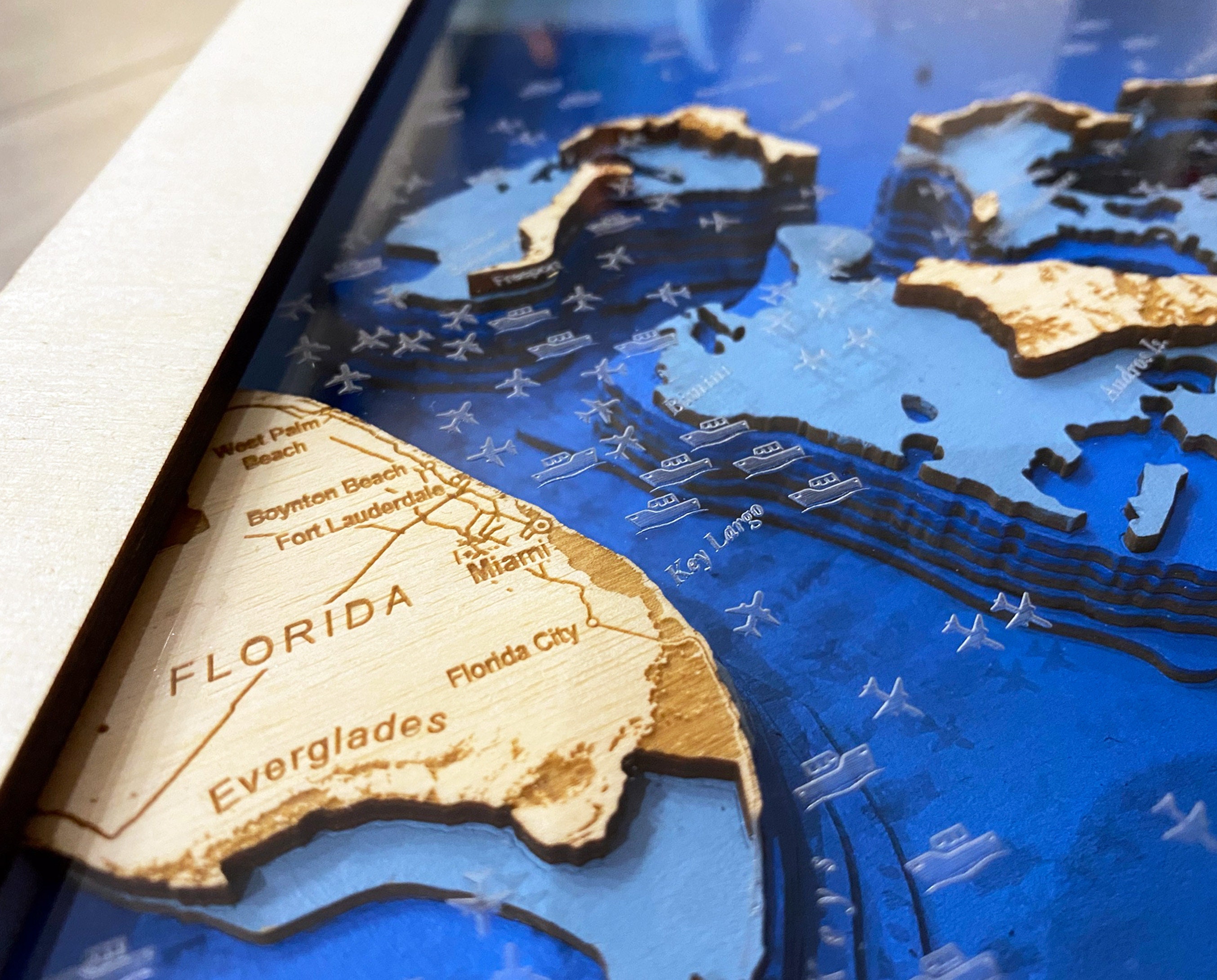 Bermuda Triangle 3D map / 3D bathymetry-topographic / Wood | Etsy