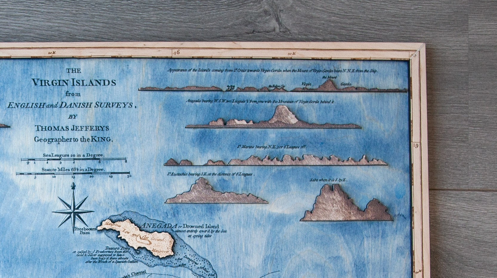 Virgin Islands (BVI) Vintage Wooden Map 24"x 31" / 1775 Year ...
