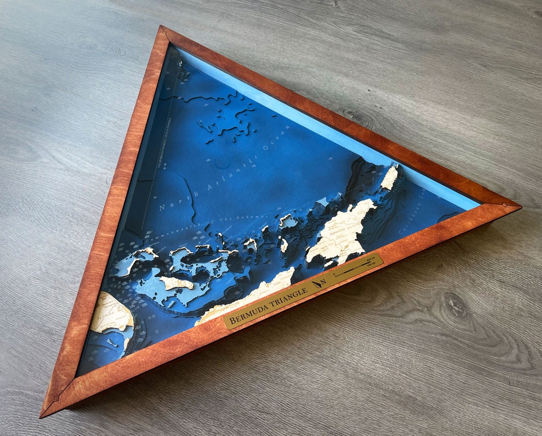 Bermuda Triangle 3D Wood Map, Sea Art - Etsy