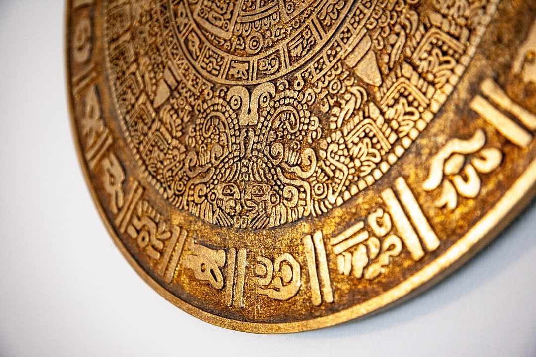 Mayan Empire Calendar | Real 24K Gold - Ancient Piedra Del Sol Aztec ...