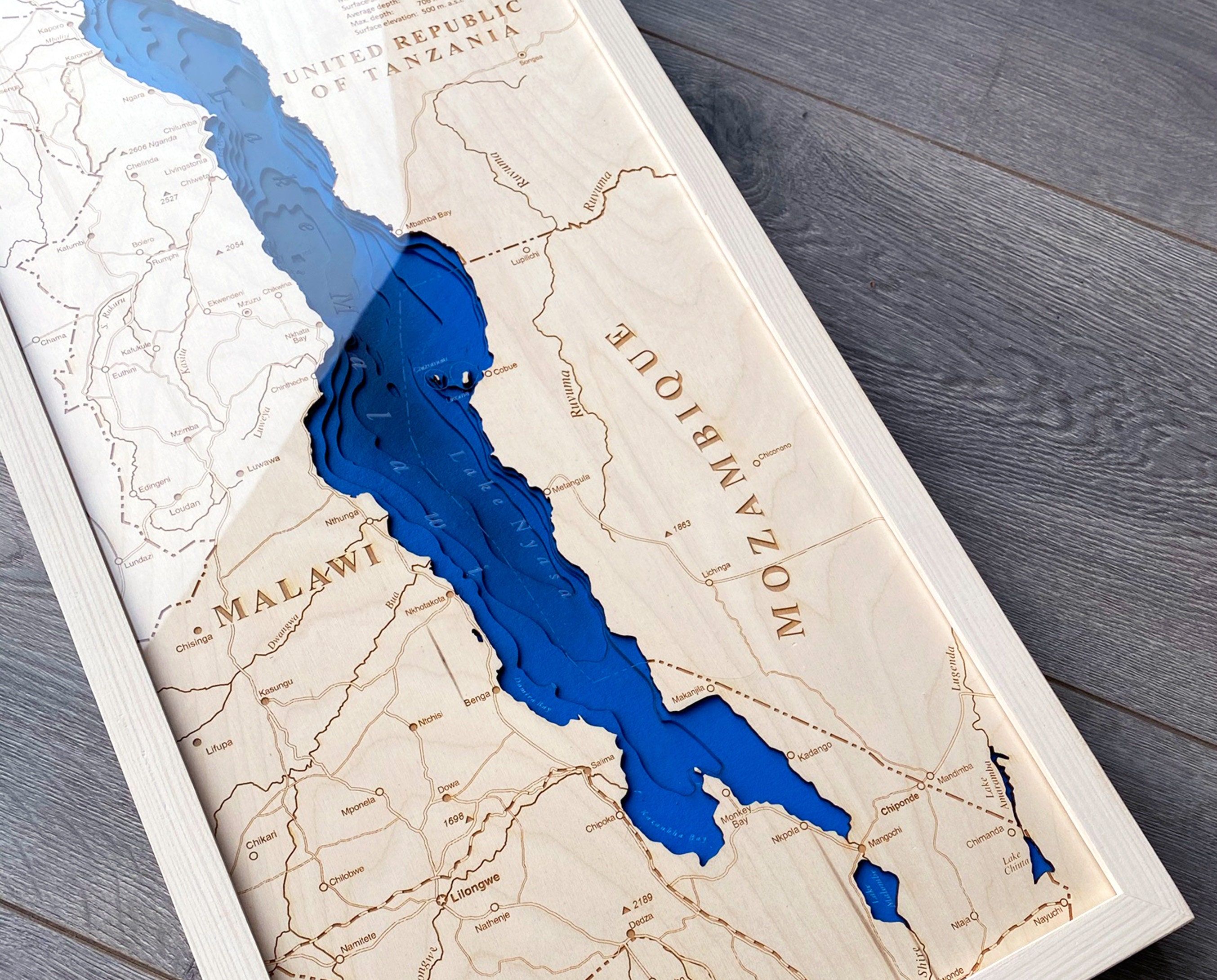 Malawi Lake Multi Layer Bathymetry Topographic Map Africa | Etsy