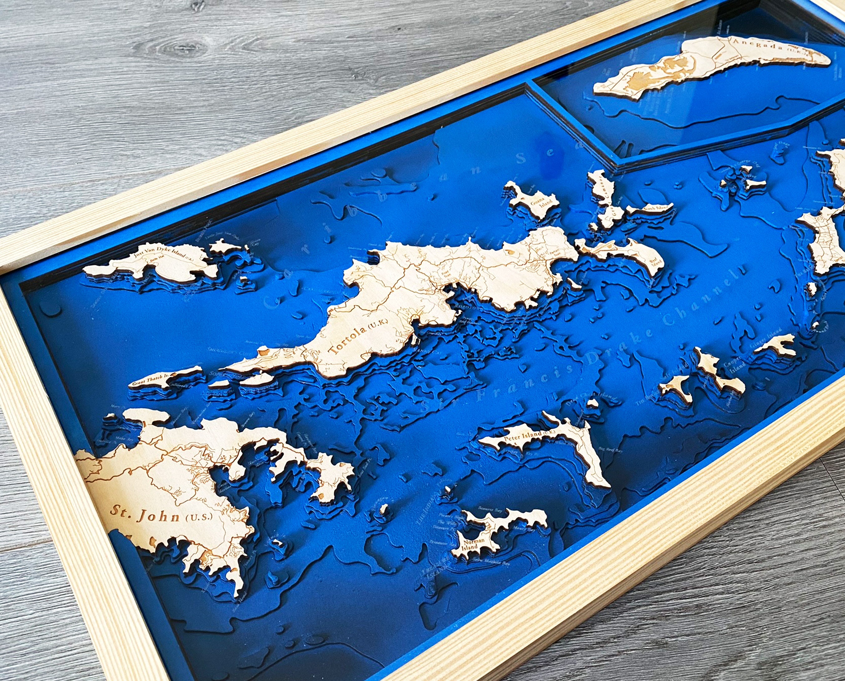 Handcrafted BVI Nautical Chart - British Virgin Islands 3D Wood Map - Etsy