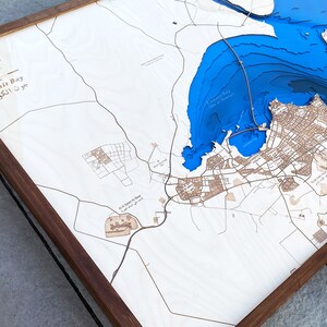 Kuwait Bay 32"x 16", 3D Bathymetry-topographic / Wood Sea Art Map - Etsy