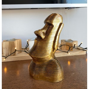 Moai Real Gold Easter Island Statue - 24K Old Gold Head Statue Creative ...