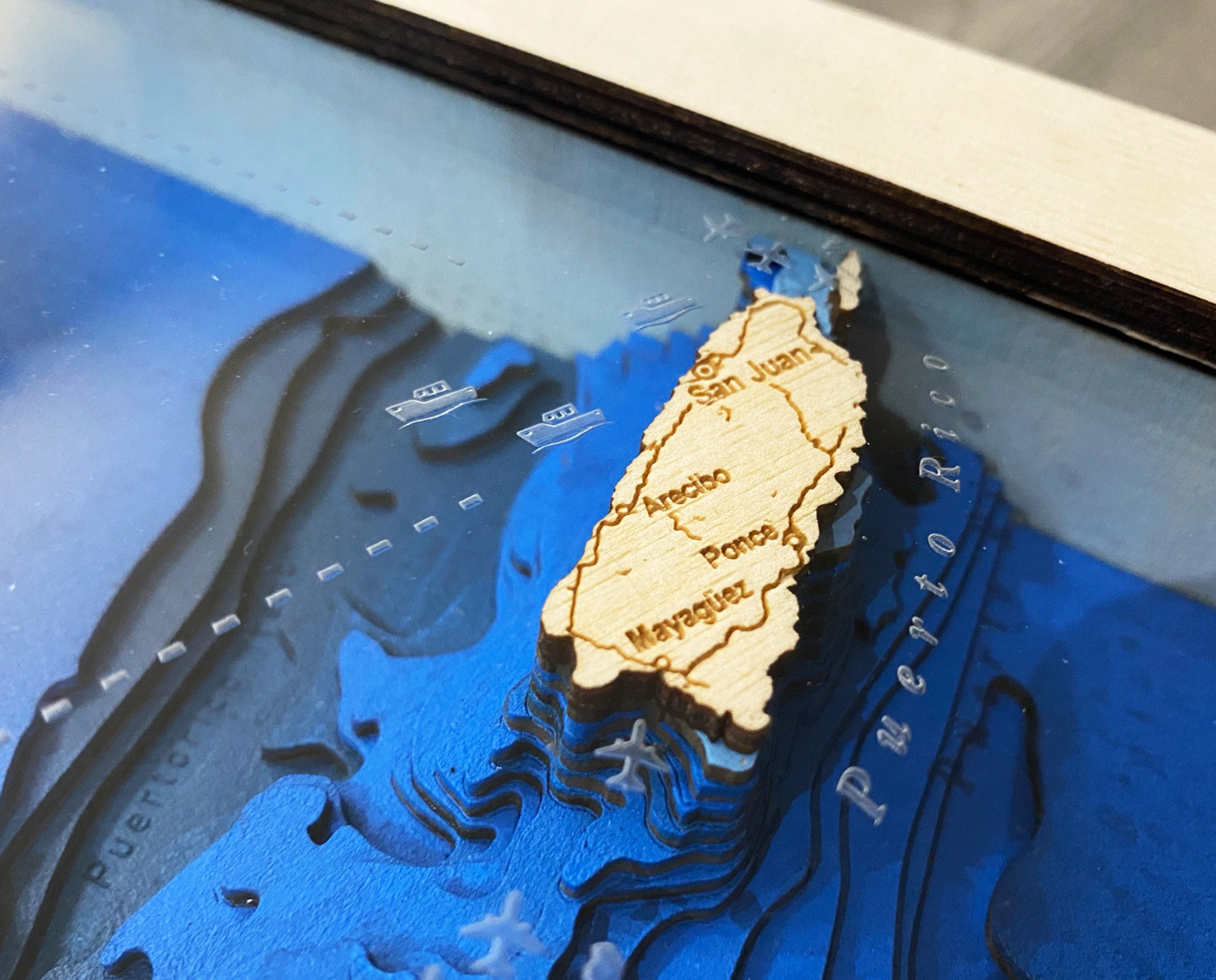 Bermuda Triangle 3D map / 3D bathymetry-topographic / Wood | Etsy