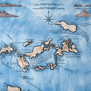 Virgin Islands (BVI) Vintage Wooden Map 24"x 31" / 1775 Year ...