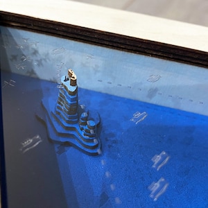 Bermuda Triangle 3D Map / 3D Bathymetry-topographic / Wood Sea Art Map ...