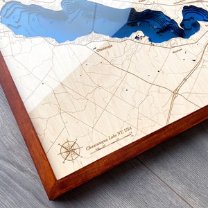 Chautauqua Lake 3D Wooden Bathymetric Map - New York Lake Geographical ...