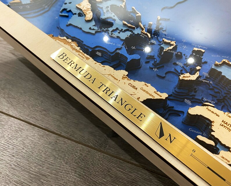 Bermuda Triangle 3D Wood Map, Sea Art - Etsy