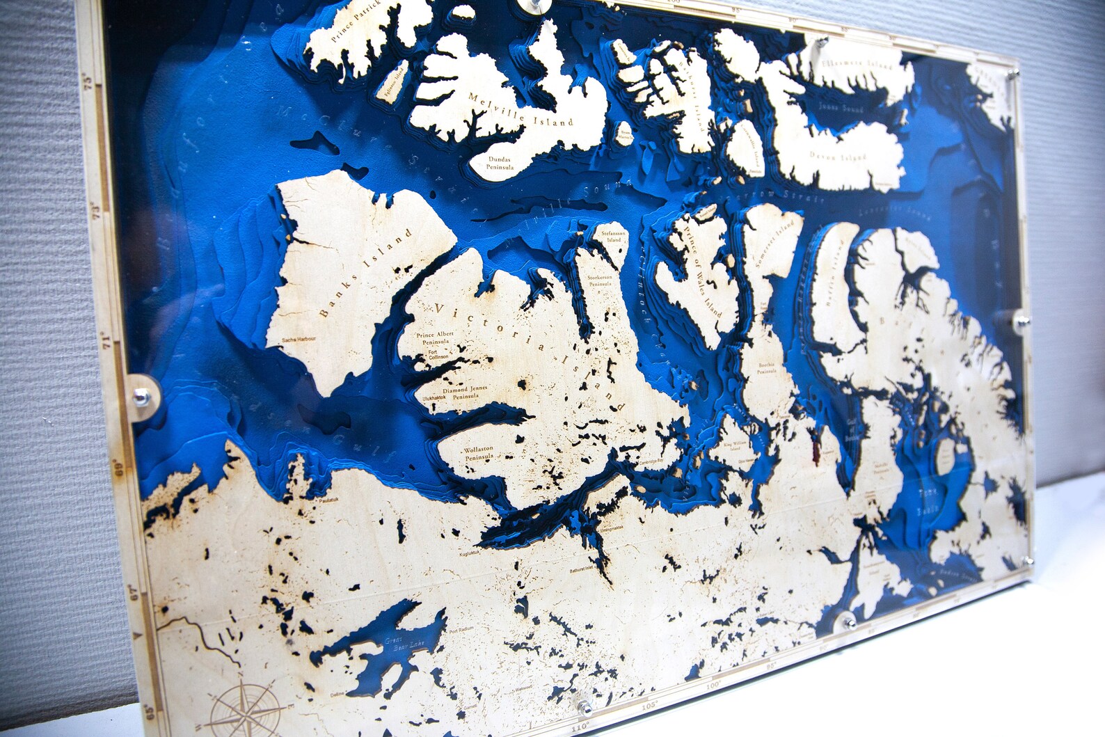 Northwest Passage, NWP 16"x 24", 3D Bathymetry-topographic / Wood Sea ...