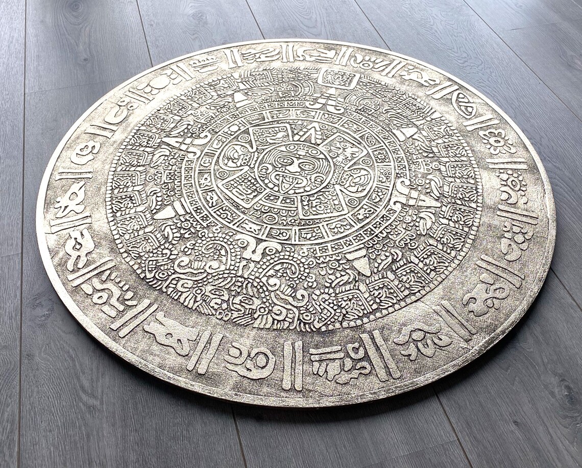 Mayan Empire Calendar Real White Platinum Gold Ancient | Etsy