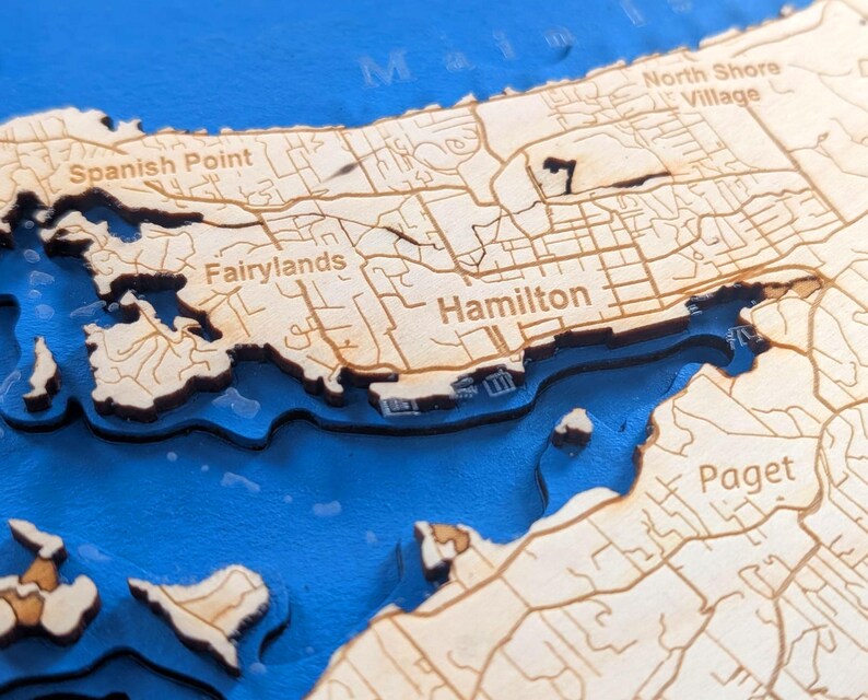 Bermuda 3D Wooden Map – Layered Bathymetric Wall Art • Laser Cut Island ...