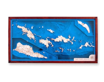 British Virgin Islands BVI Wooden Map Engraved Bathymetry | Etsy