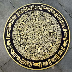 Ethnic Mayan Empire Black & Gold Wood Calendar - Laser Cut Engraved ...