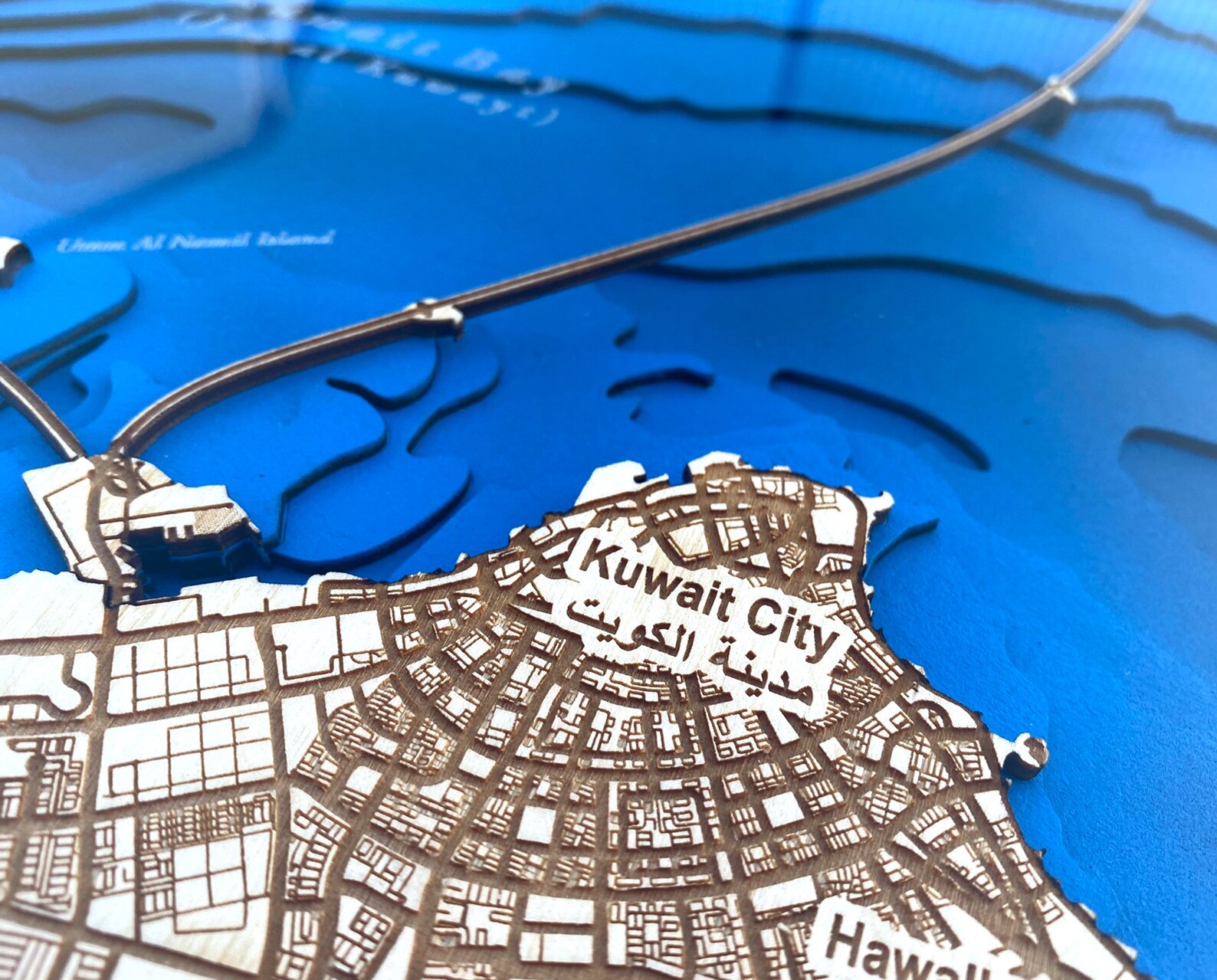 Kuwait Bay 32"x 16", 3D Bathymetry-topographic / Wood Sea Art Map - Etsy
