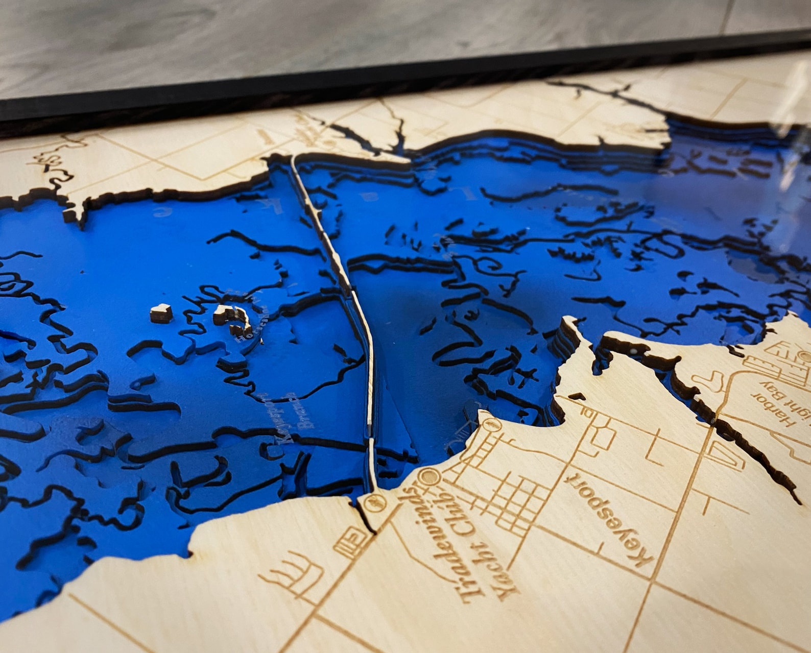 Carlyle Lake 12"x 24" or 16"x 32", 3D Bathymetry-topographic / Wood ...