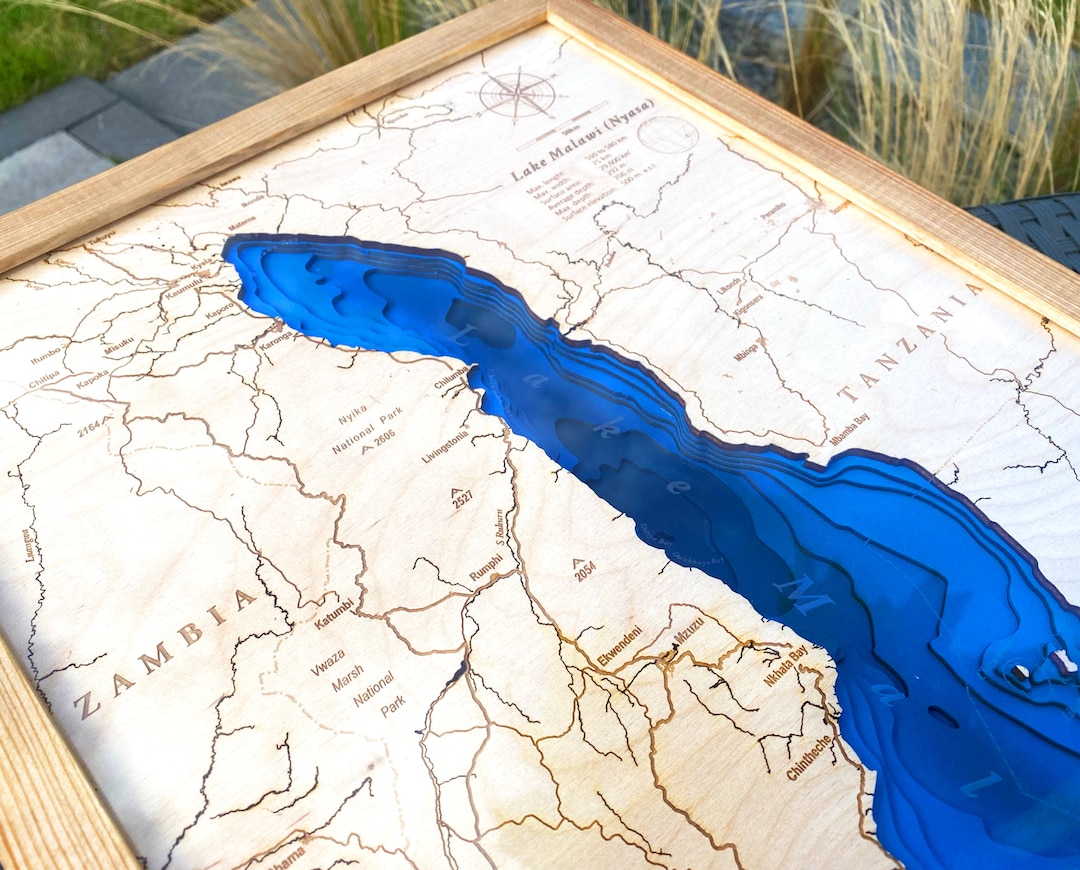 Malawi Lake Topographic Wood Map - 3D Africa Wall Art - Etsy