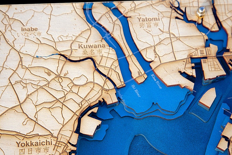 Handa 半田市 16x 16 3D Bathymetry-topographic / Wood | Etsy