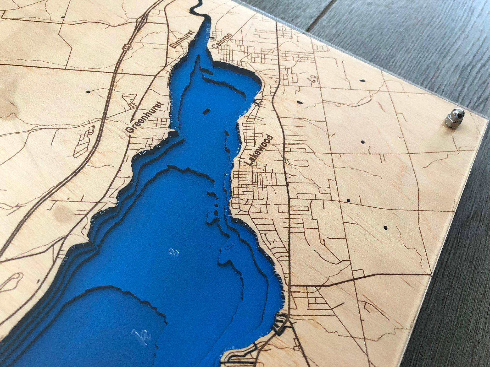 Chautauqua Lake 3D Wooden Bathymetric Map New York Lake - Etsy