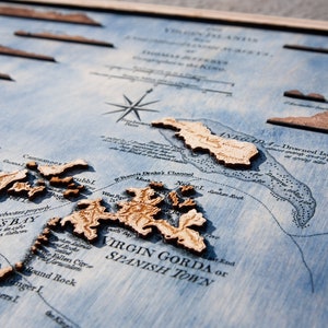 Virgin Islands (BVI) Vintage Wooden Map 24"x 31" / 1775 Year ...