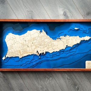 Saint Croix Virgin Island (USVI) Wooden Map - Engraved Bathymetry ...