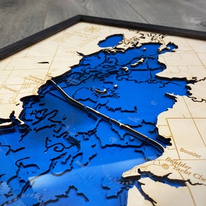 Carlyle Lake 12"x 24" or 16"x 32", 3D Bathymetry-topographic / Wood ...