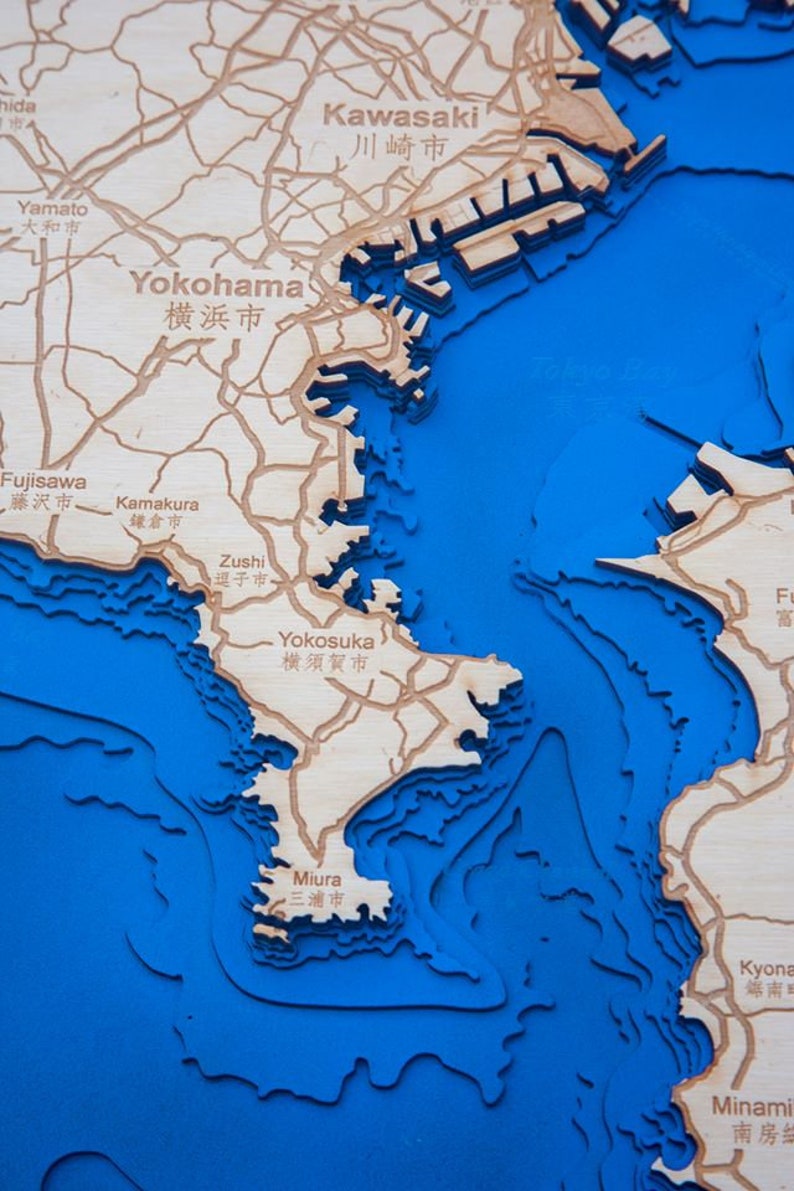 Tokyo Bay 東京湾 16x 16 3D Bathymetry-topographic / - Etsy
