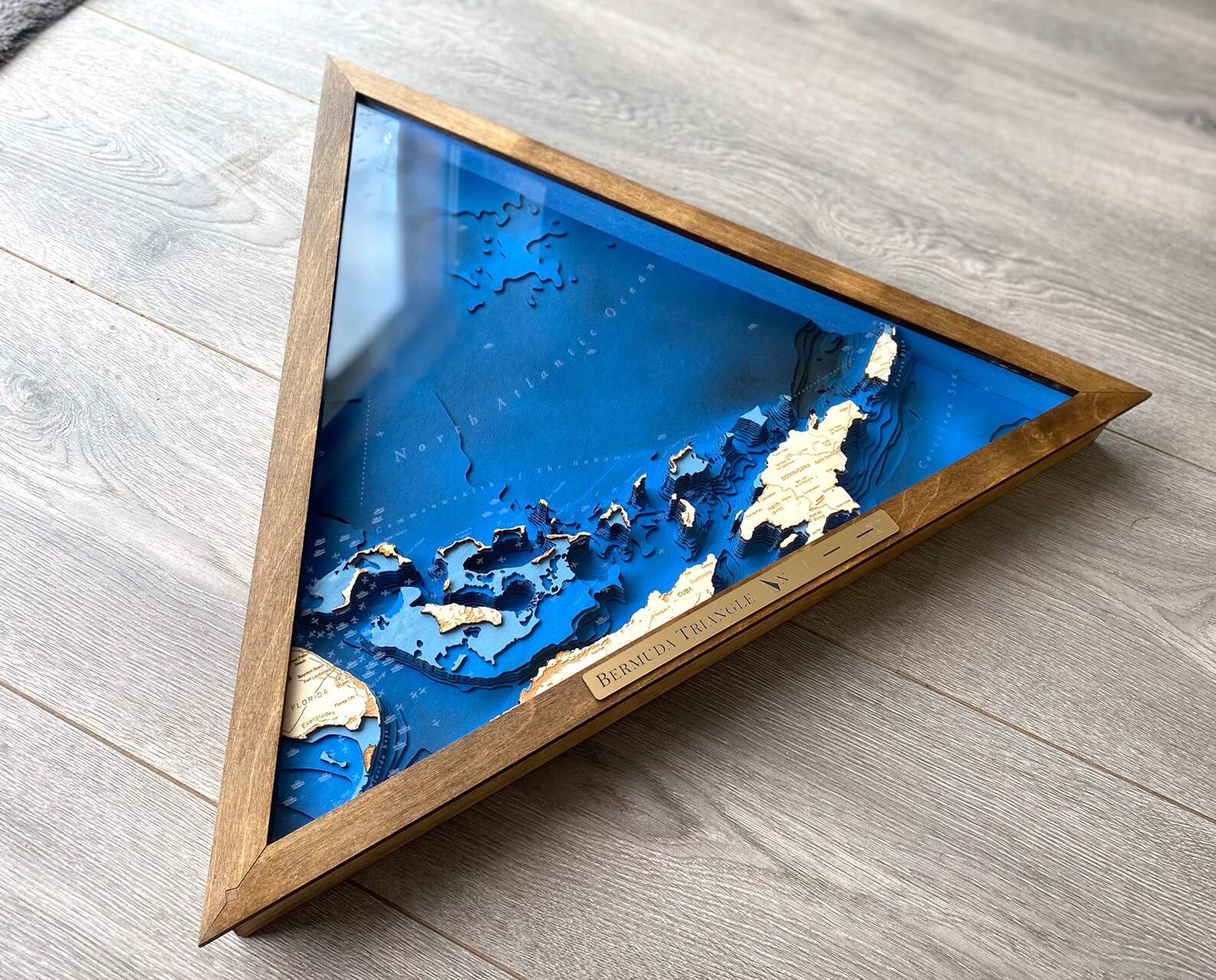 Bermuda Triangle 3D Map / 3D Bathymetry-topographic / Wood Sea - Etsy