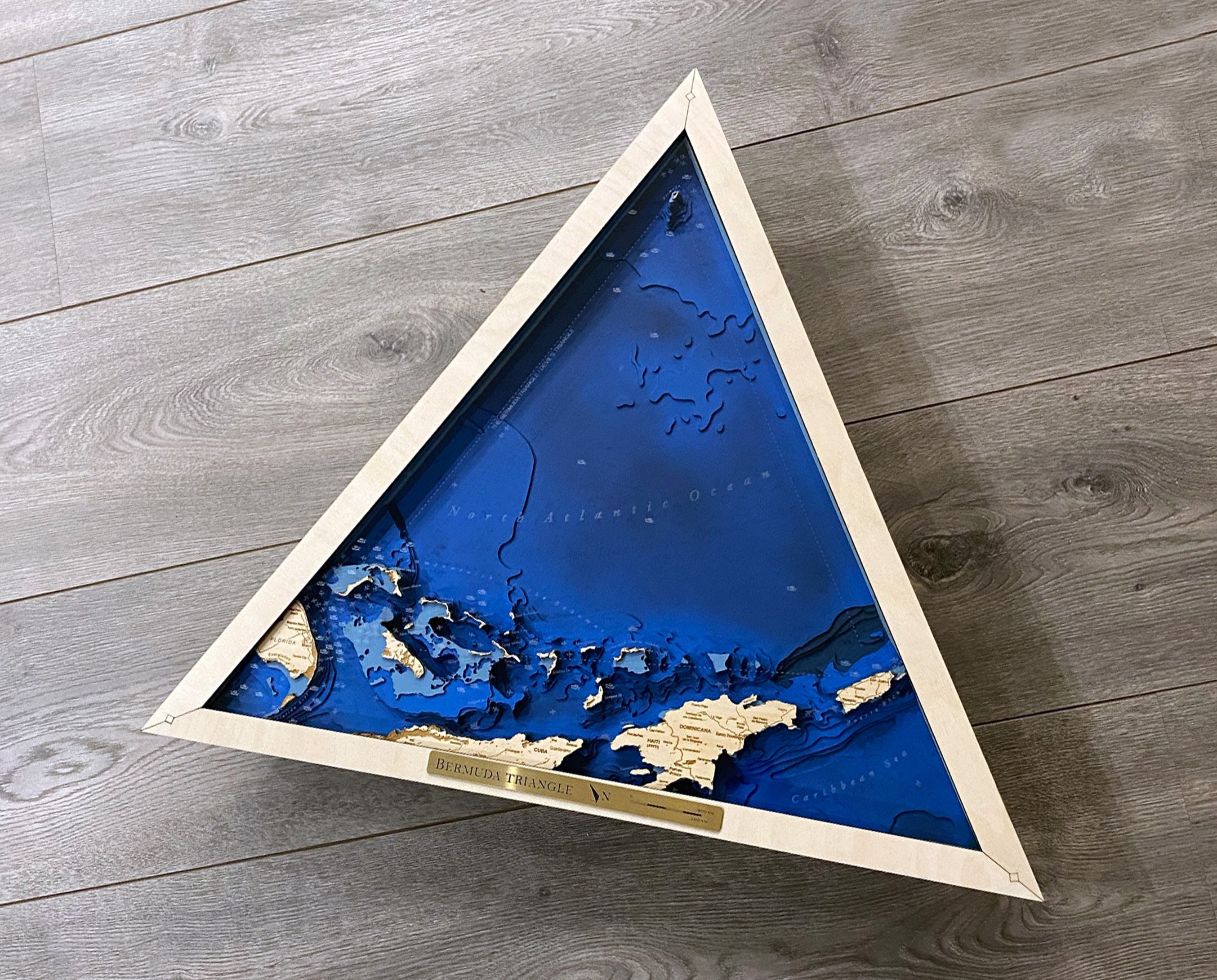 Bermuda Triangle 3D Wood Map, Sea Art - Etsy UK
