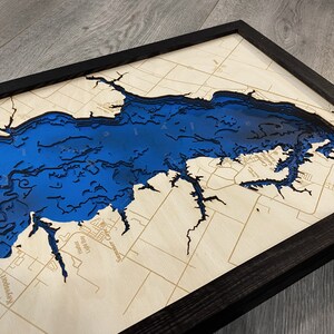 Carlyle Lake 12"x 24" or 16"x 32", 3D Bathymetry-topographic / Wood ...