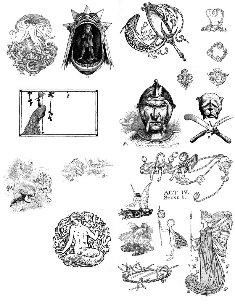 Antique Vintage Line Art Stamps - Etsy