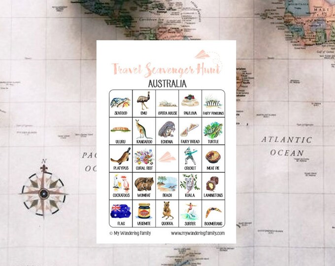 Australia Scavenger Hunt Game PRINTABLE Instant Download. Game for Kids ...