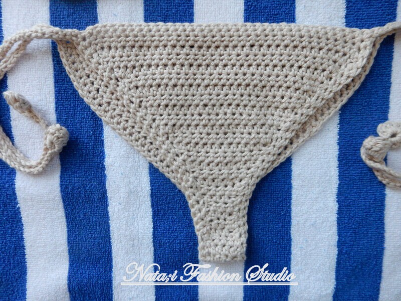 Ganchillo bikini traje de baño brasileña crochet bikini inferior tamaño ...