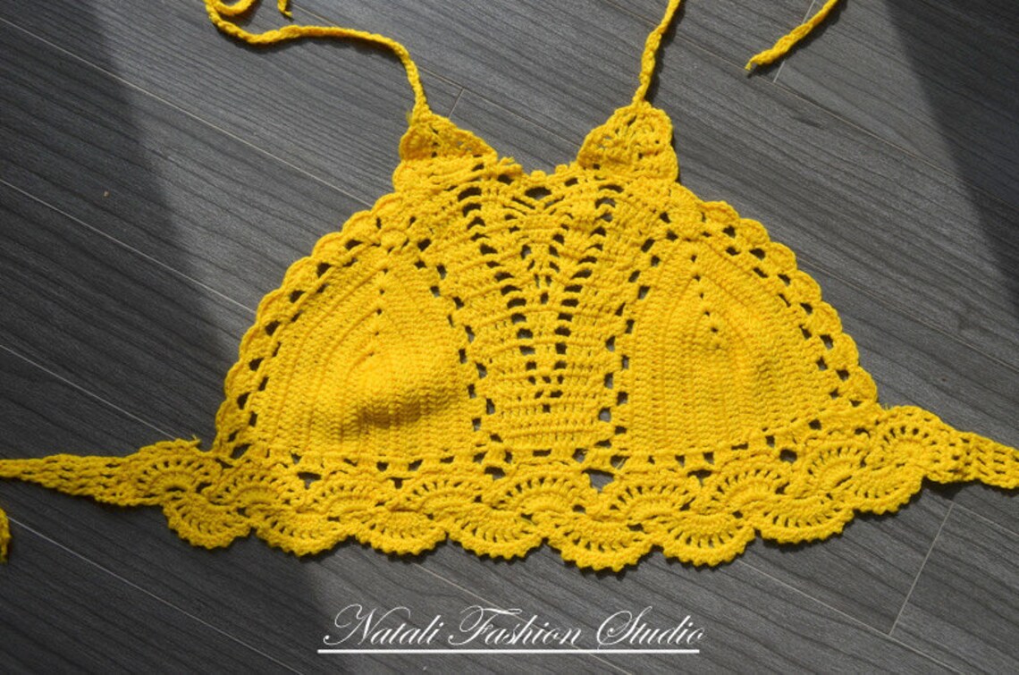 Crochet Swimsuit Bikini Halter Top Swimwear Top Covers up Customsize ...