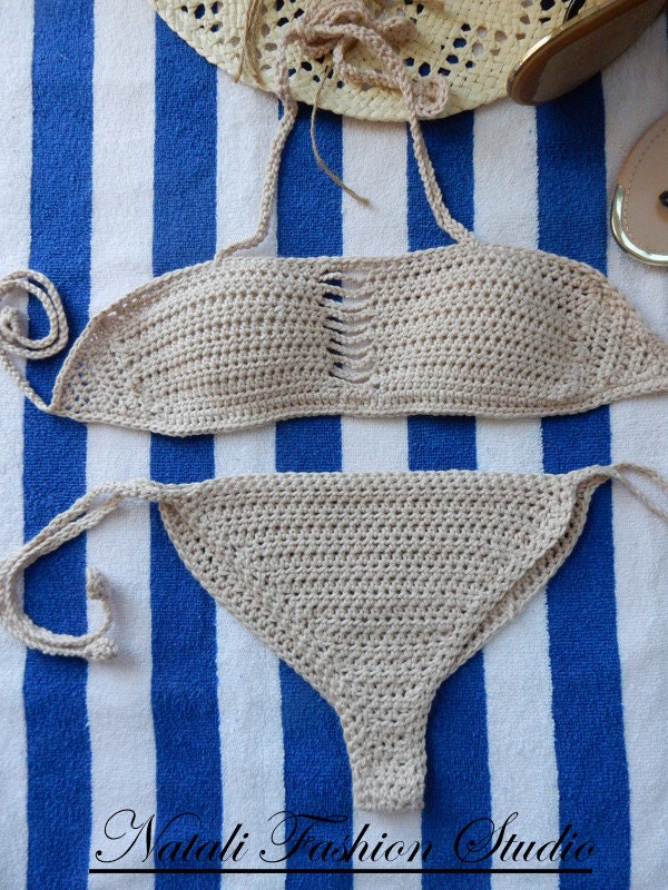 Ganchillo bikini traje de baño brasileña crochet bikini inferior tamaño ...