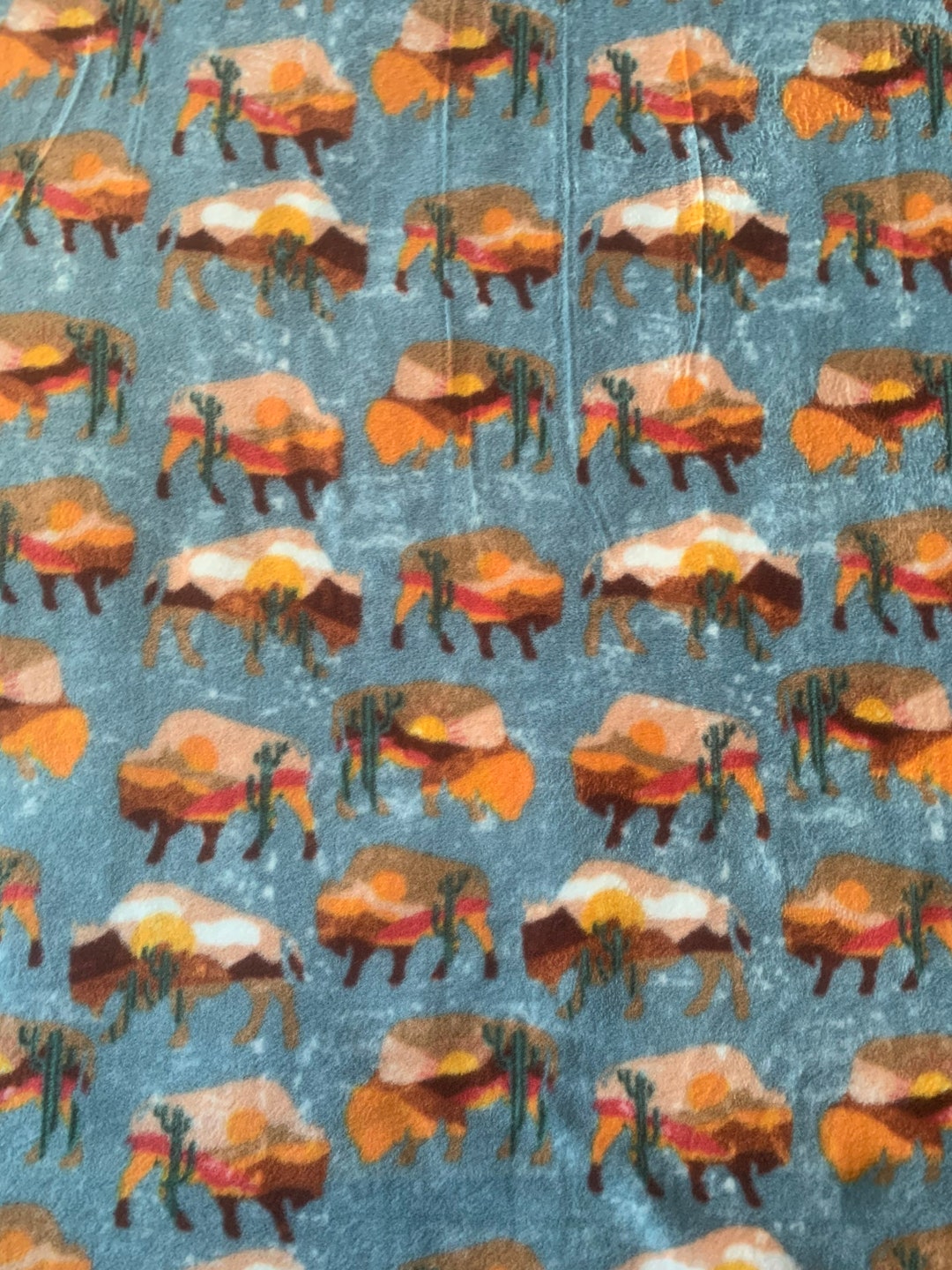 Sunset Buffalos on Blue English Saddle Cover - Etsy