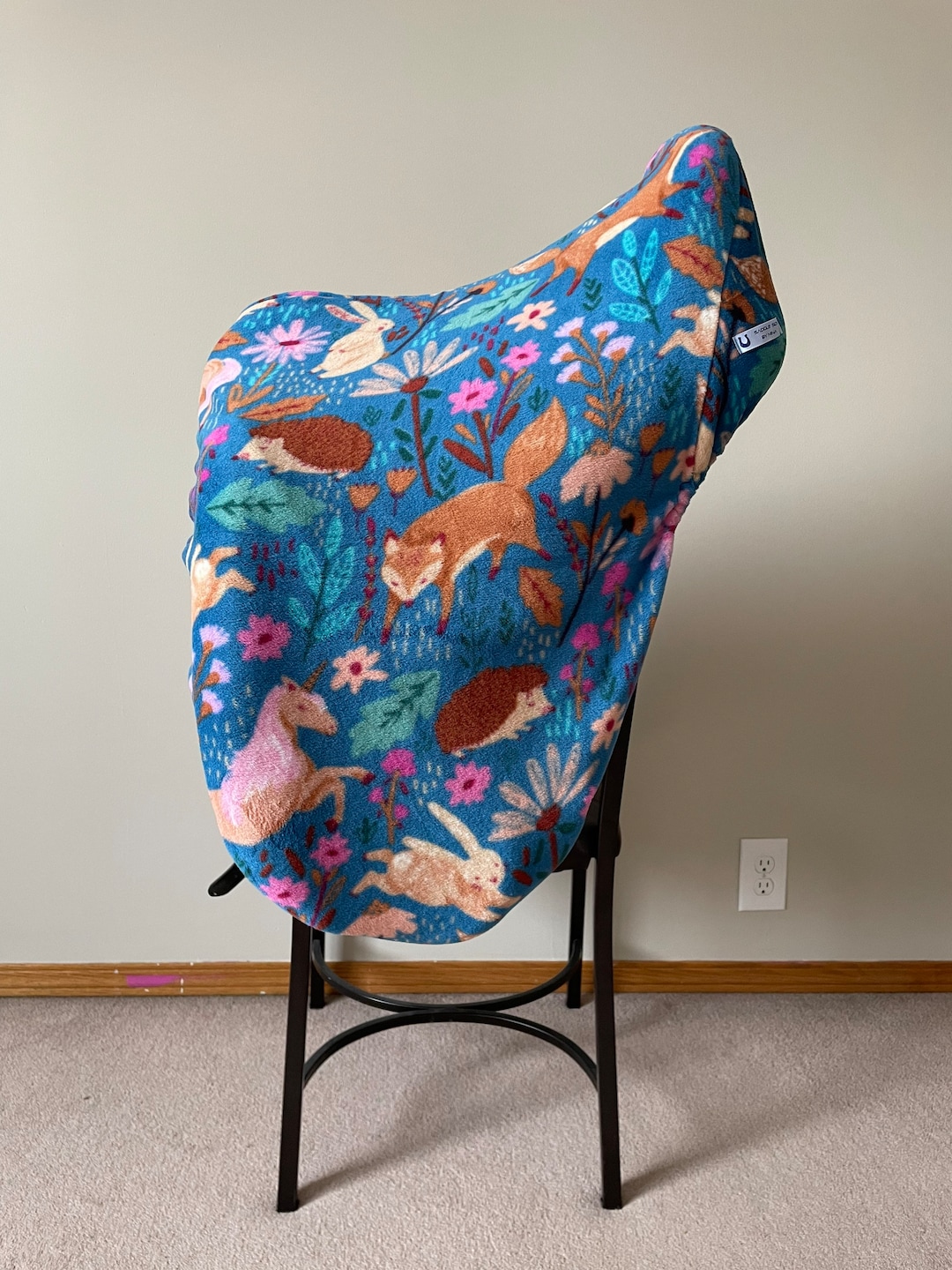 Unicorns and Animals on Blue English Saddle Cover - Etsy