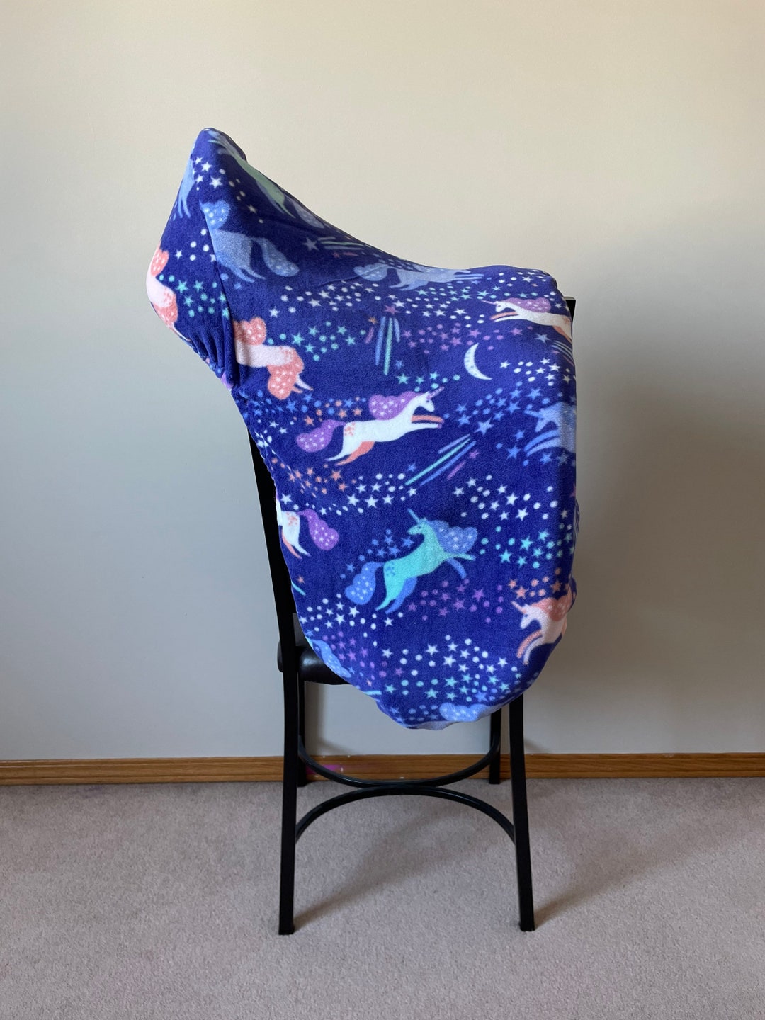 Unicorns on Dark Blue English Saddle Cover - Etsy