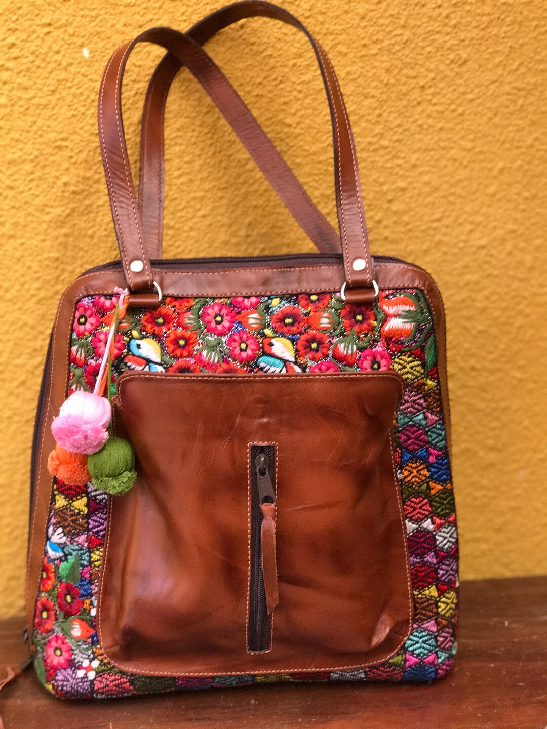 Leather and Huipil From Tactic Bag Turns Into Backpack - Etsy
