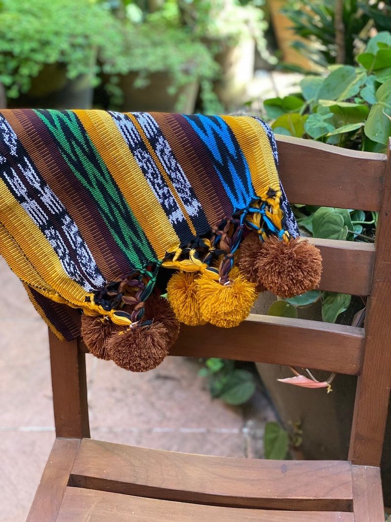Sale Rebozo or Shawl Ikat With Pompons Available in 2 - Etsy