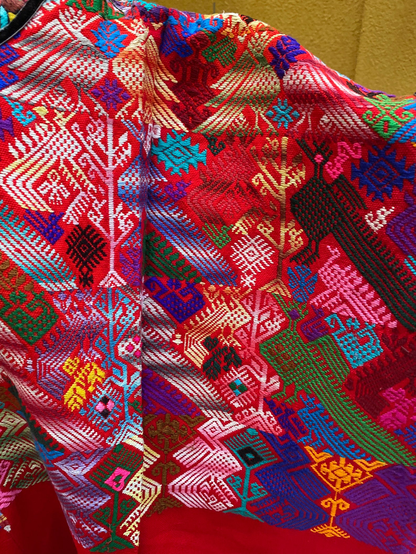 Boho vintage Mayan Huipil From Almolonga in Red and Hand - Etsy