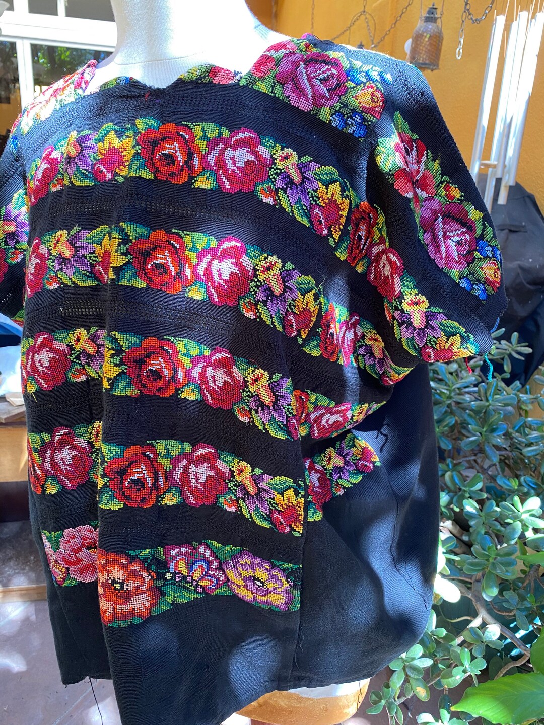 Huipil From Chichi Elegant Flower Panels Hand Stitched Alternate in a ...