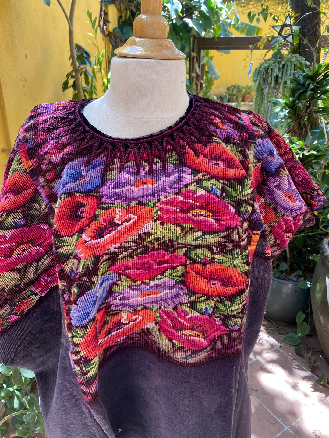 Vintage Huipil From Chichicastenango on Rich Multi Color Flower Mayan ...