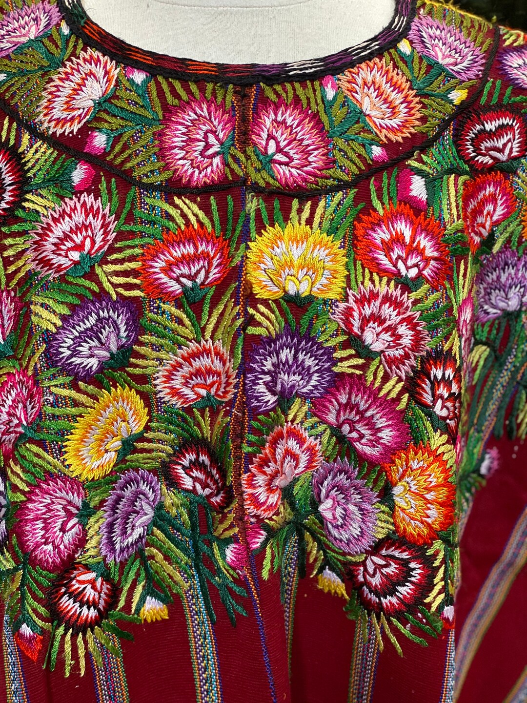 Handwoven Ethnic Huipil From Patzun Vintage ,with Beautiful Flower ...