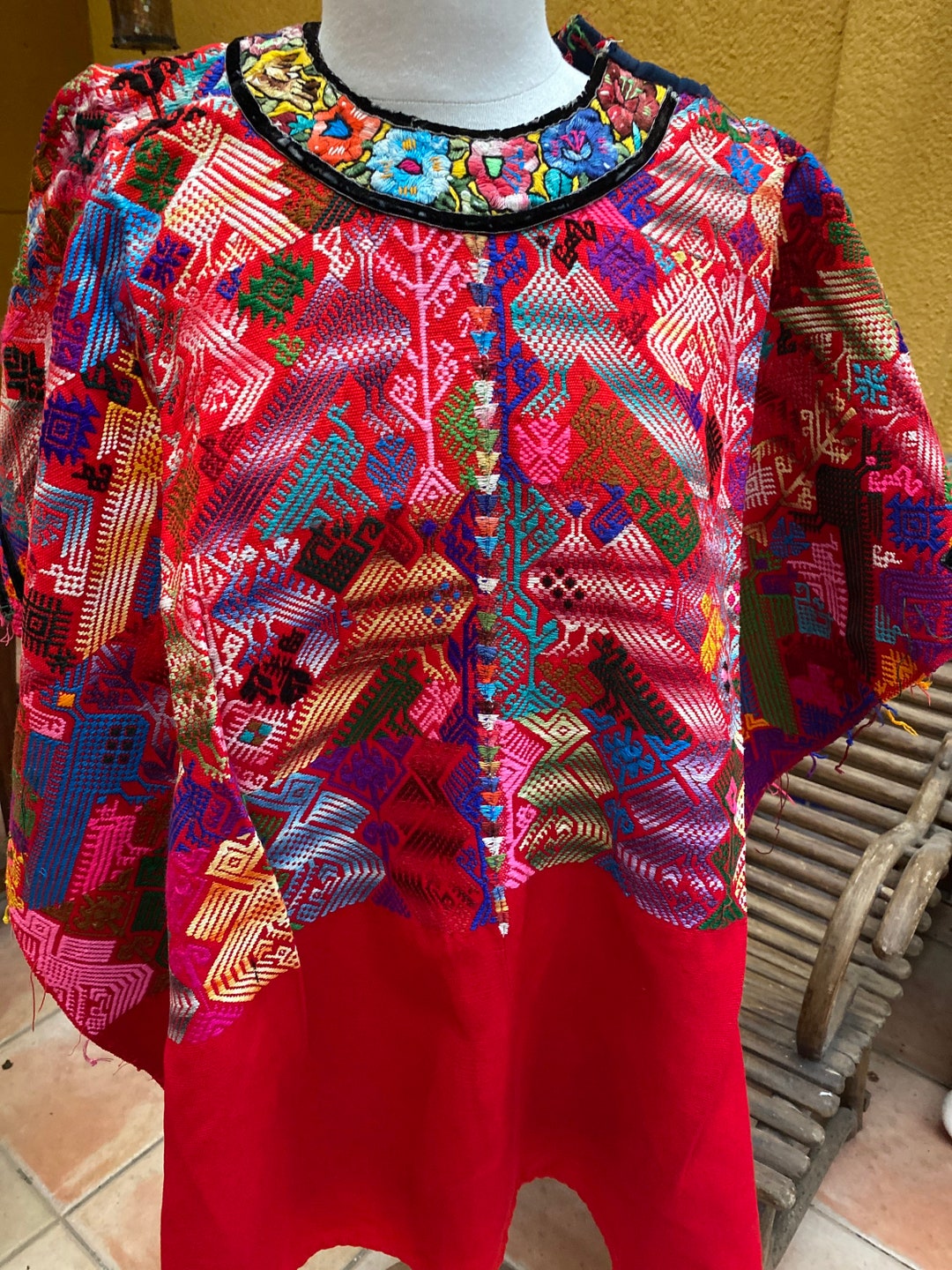 Vintage Mayan Huipil From Almolonga in Red and Hand Weaved on a ...