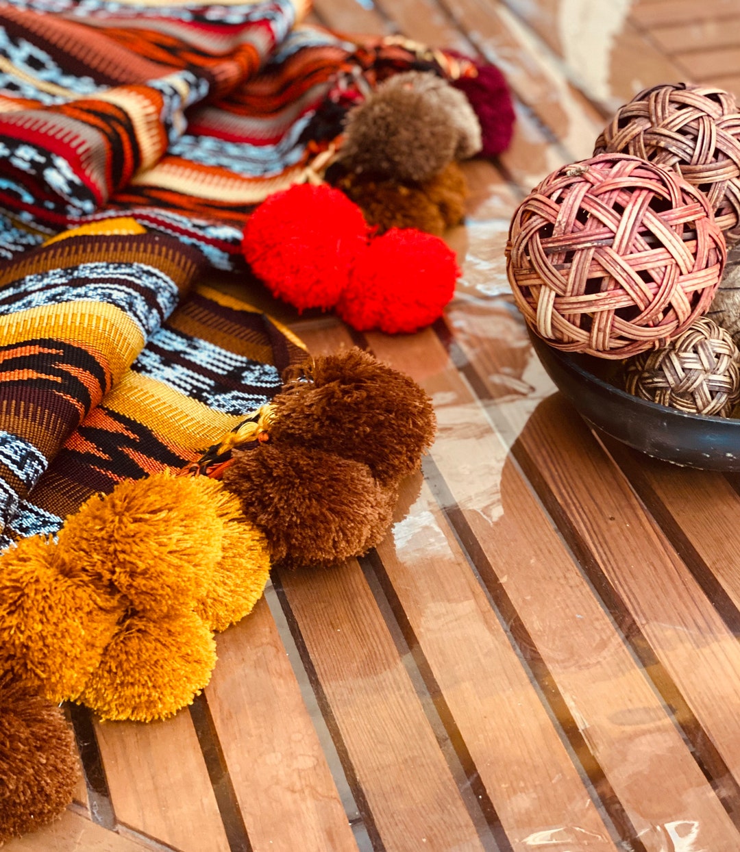 Sale Rebozo or Shawl Ikat With Pompons , Available in 2 Different Color ...
