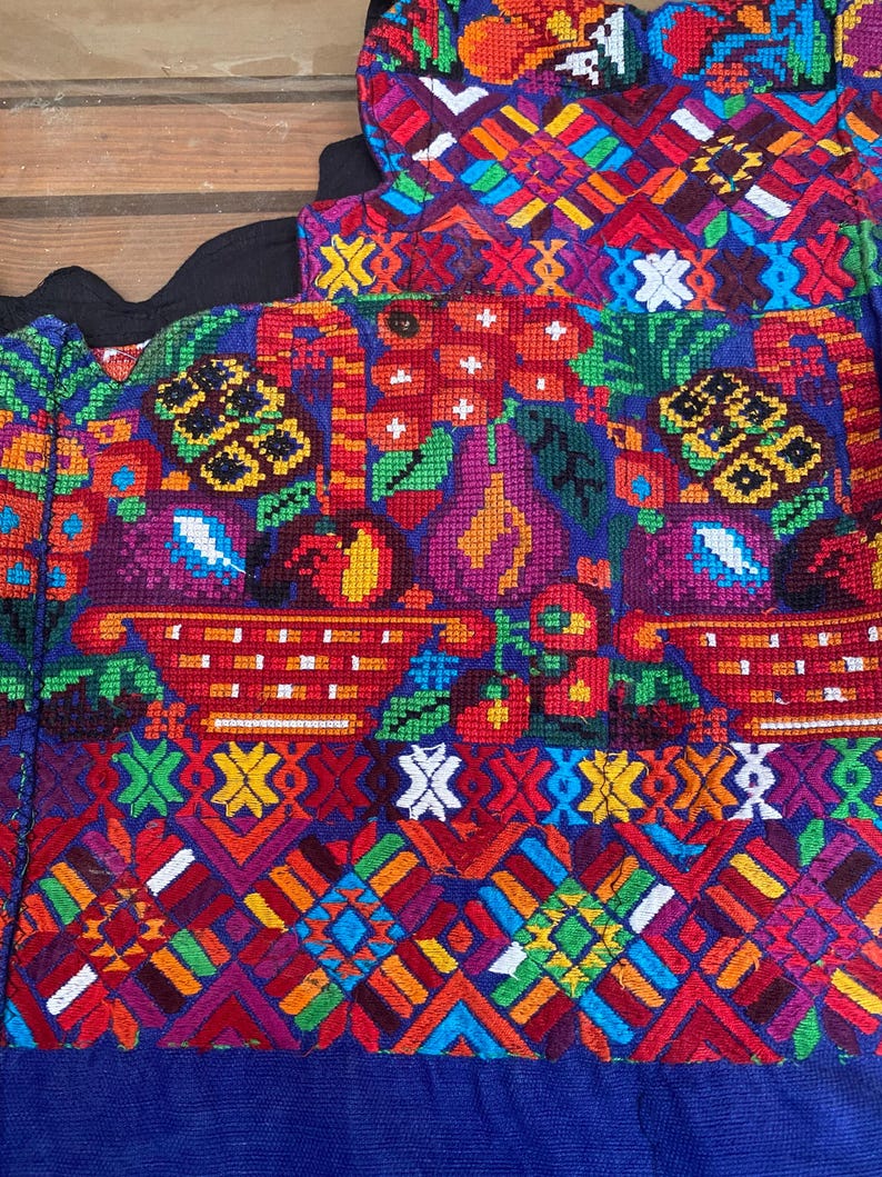 Vintage Huipil From Chichi Beautiful Hand Weaved.flowers and Geometric ...