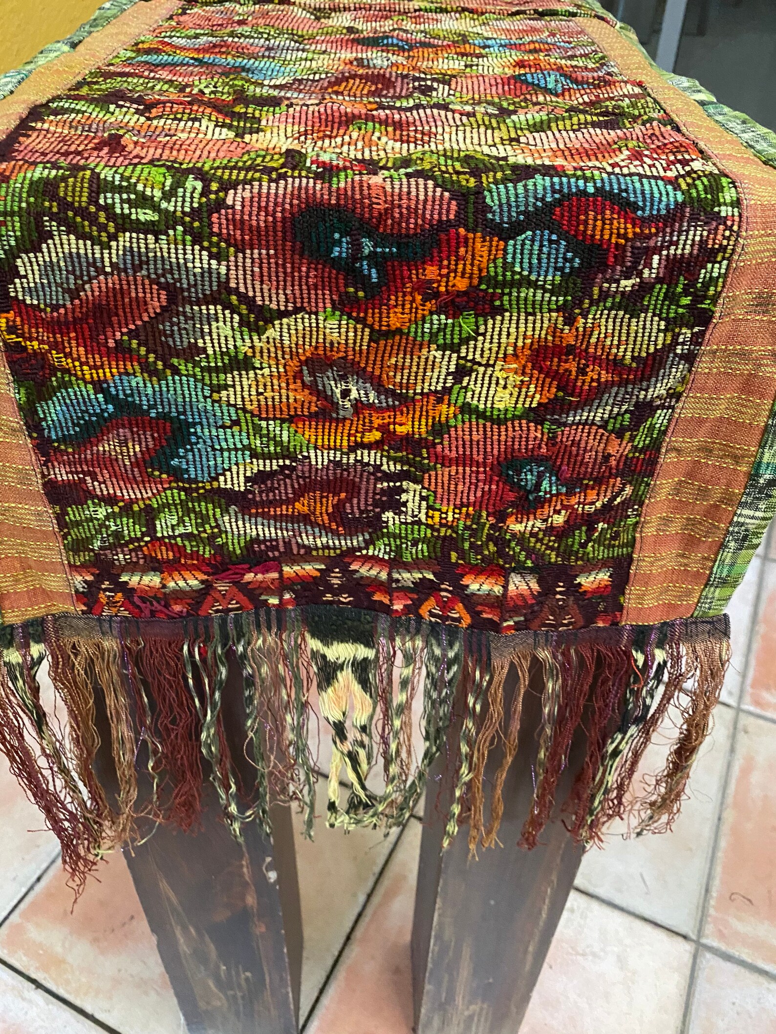 Table runner made of three upcycled huipil from Guatemala | Etsy